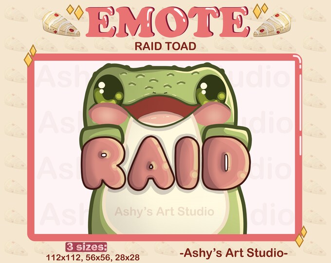 RAID TOAD EMOTE Twitch Youtube Discord Emote Toad Emote Frog Kawaii Streamer Blushing Emote Cute ...