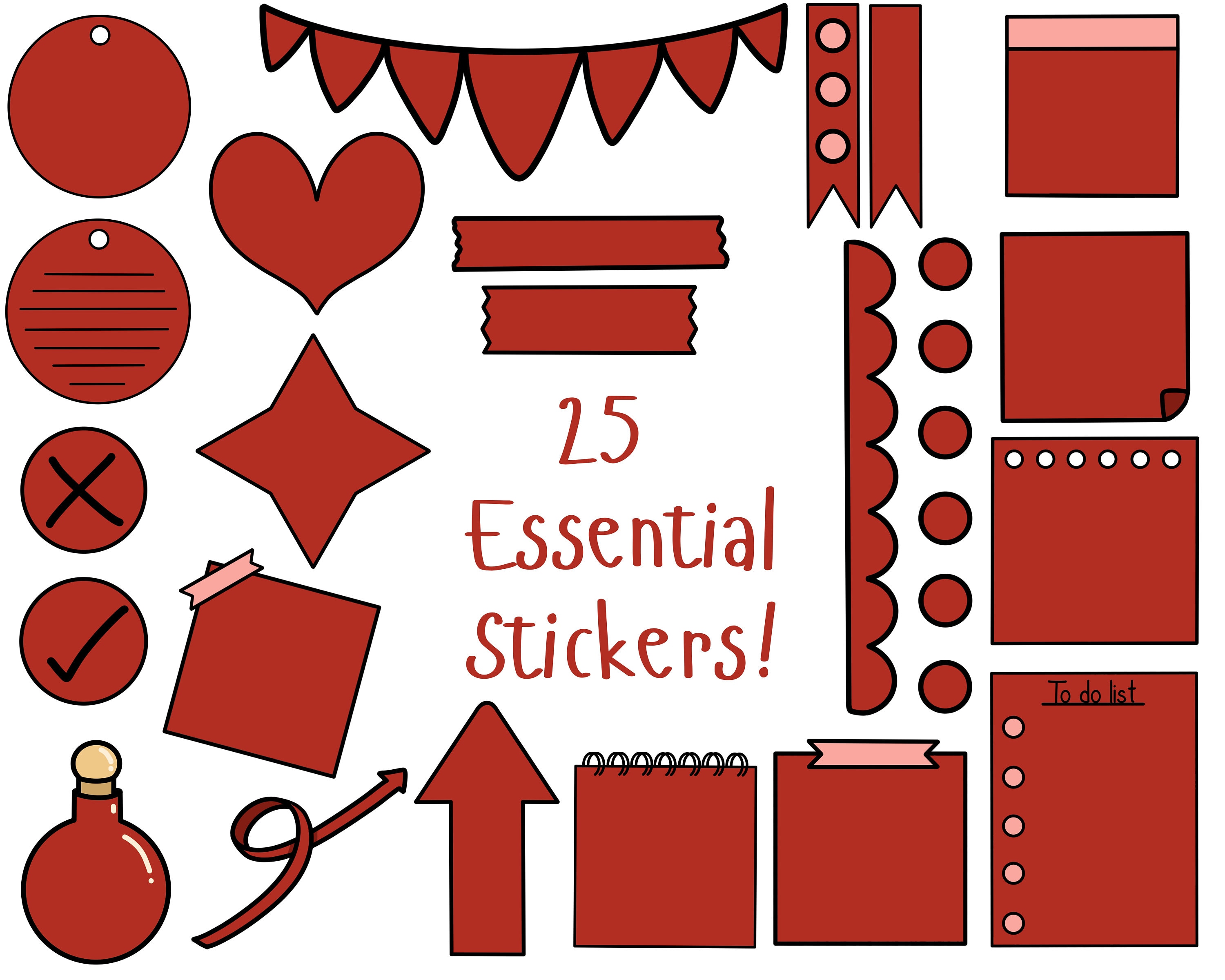 Heart Red Goodnotes Stickers, Goodnotes Planner, Digital Organizer ...