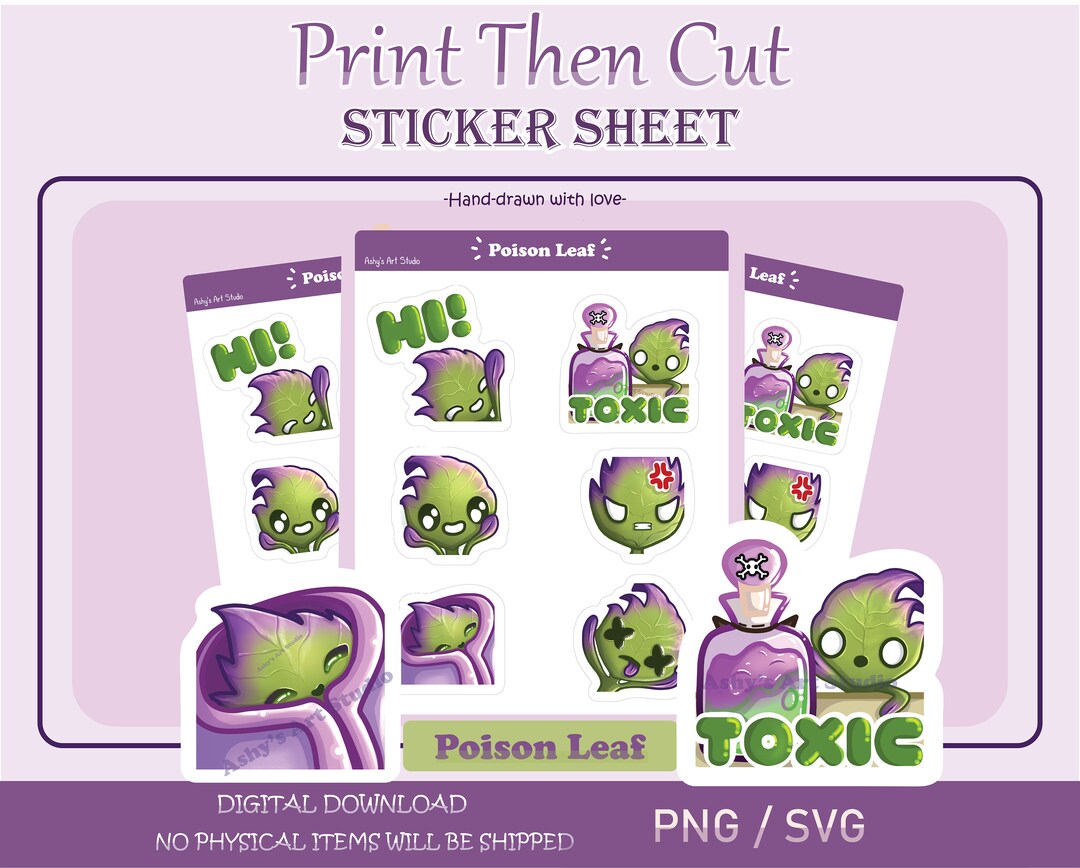 Printable Poison Leaf Sticker Sheet, Cricut, Silhouette, Poison Ivy ...