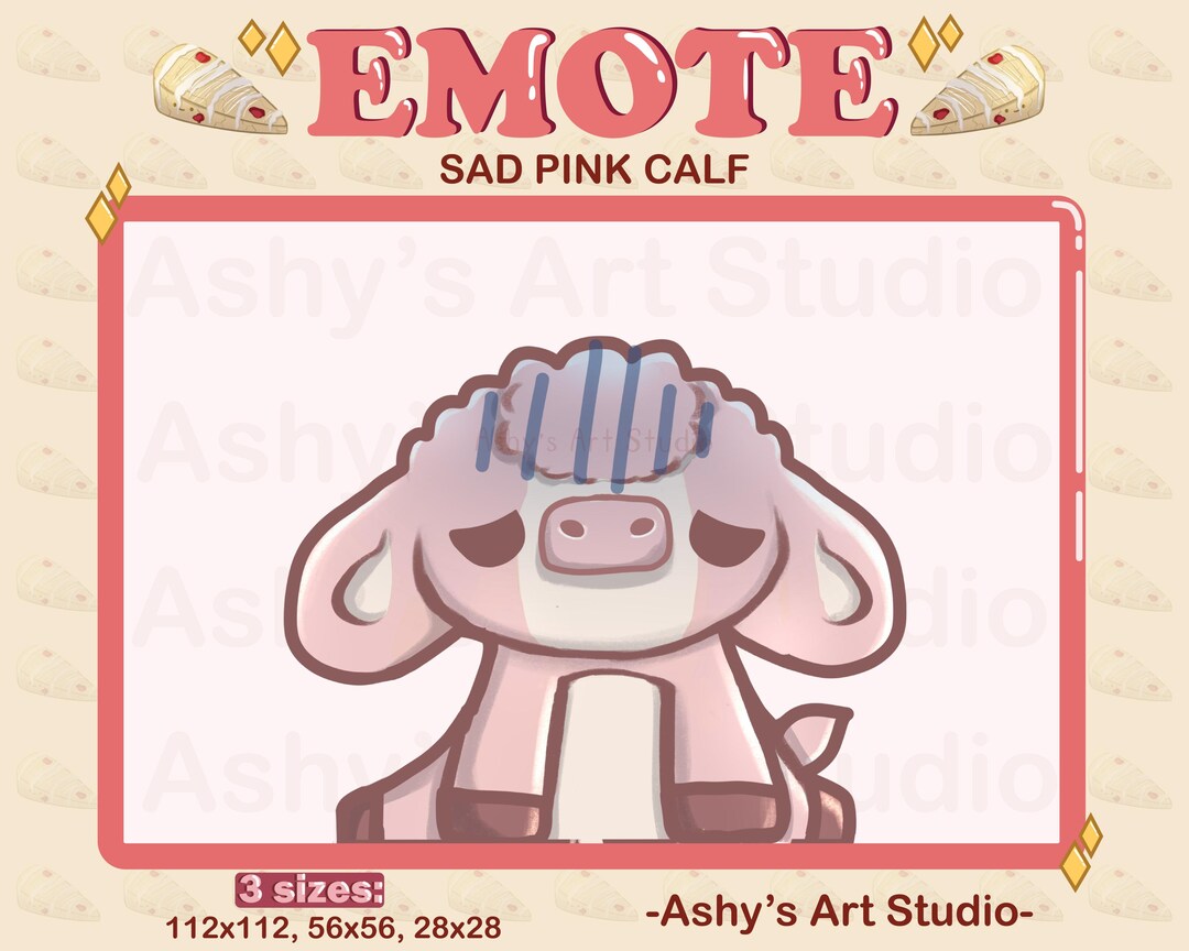 SAD PINK CALF Emote | Twitch, Youtube, Discord, Baby Cow, Calf, Calves ...