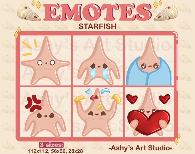 STARFISH EMOTES | Twitch | Youtube | Discord | Emote | Cute Emote ...