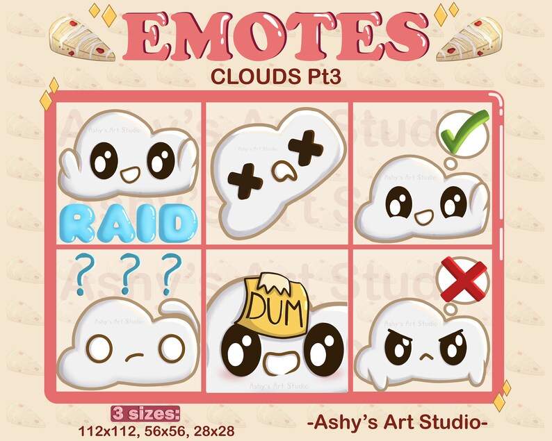 CLOUD EMOTES Pt3 | Twitch | Youtube | Discord | Emote | Raincloud Emote ...