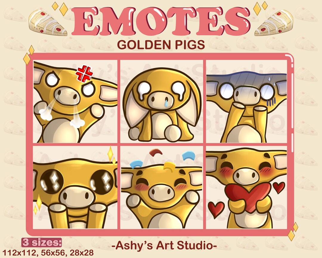 GOLDEN PIG EMOTES | Twitch | Youtube | Discord | Emote | Fantasy Emotes ...