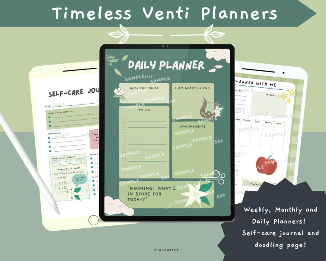Undated Venti Genshin Impact Daily/weekly Planners Printable Digital Planner Kawaii iPad Planner ...
