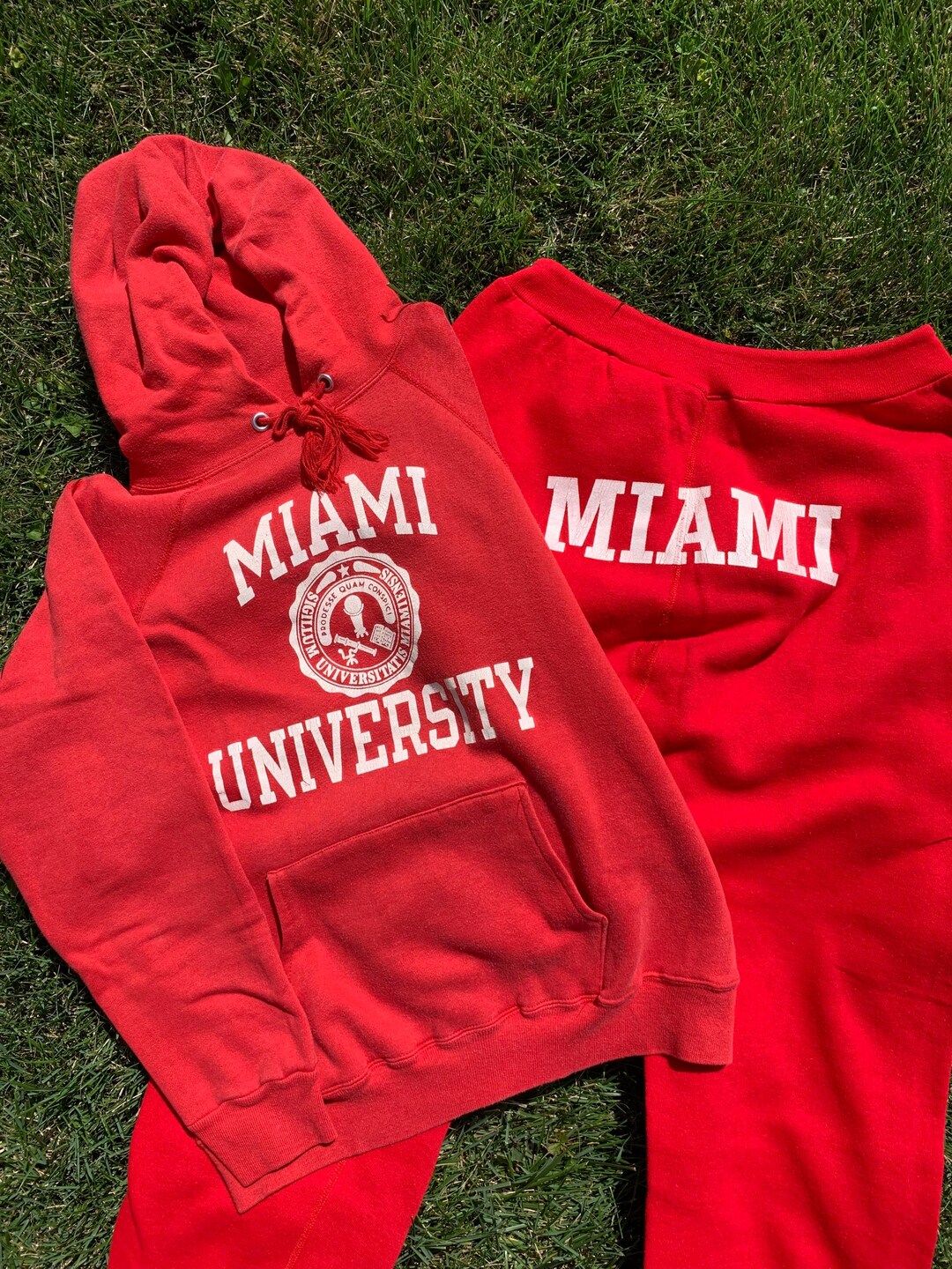 RARE Vintage 1980s Champion Miami University Raglan Hoodie and Artex ...