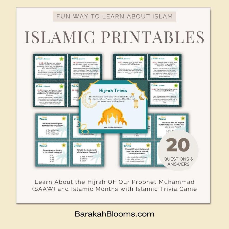 Islamic Trivia Game: Hijrah History, Muslim Education (printable) - Etsy
