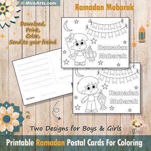 Printable Ramadan Mubarak Cards | Digital Coloring Ramadan Mubarak ...