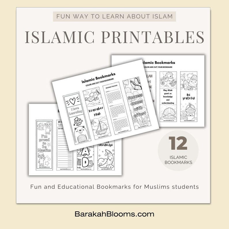 Printable Islamic Bookmarks: Muslim Student Inspiration (digital ...