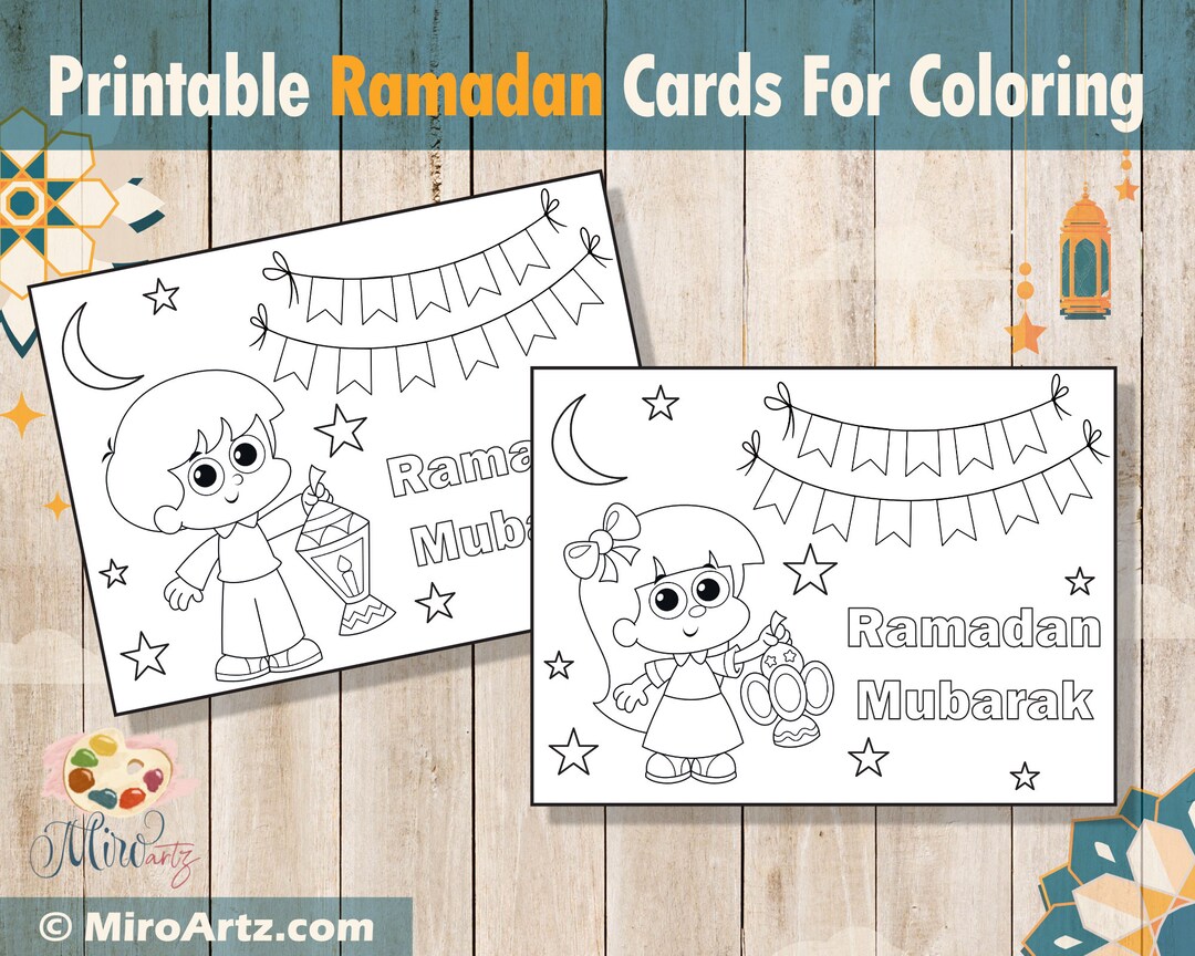 Printable Ramadan Mubarak Cards | Digital Coloring Ramadan Mubarak ...
