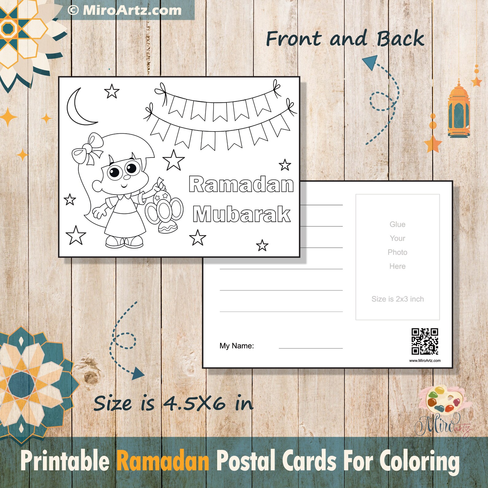 Printable Ramadan Mubarak Cards | Digital Coloring Ramadan Mubarak ...