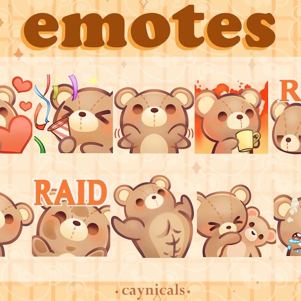 Chibi Emotes Bear Etsy