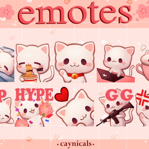 Cute Cat Emote Pack Set Chibi Cat Kawaii Neko Kitty - Etsy