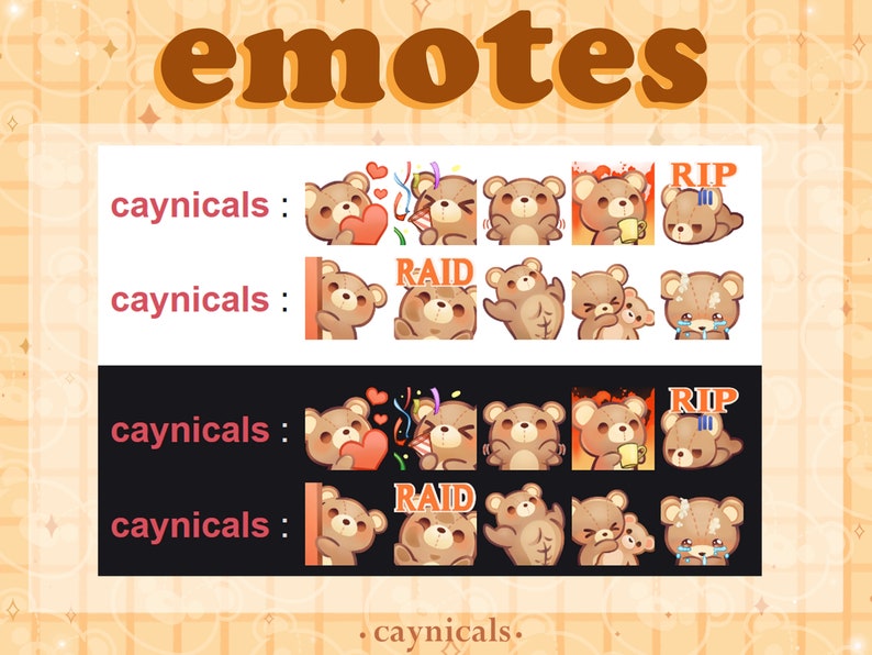 TEDDY BEAR EMOTES (10) | Twitch | Discord | Youtube | Streaming | Cute ...