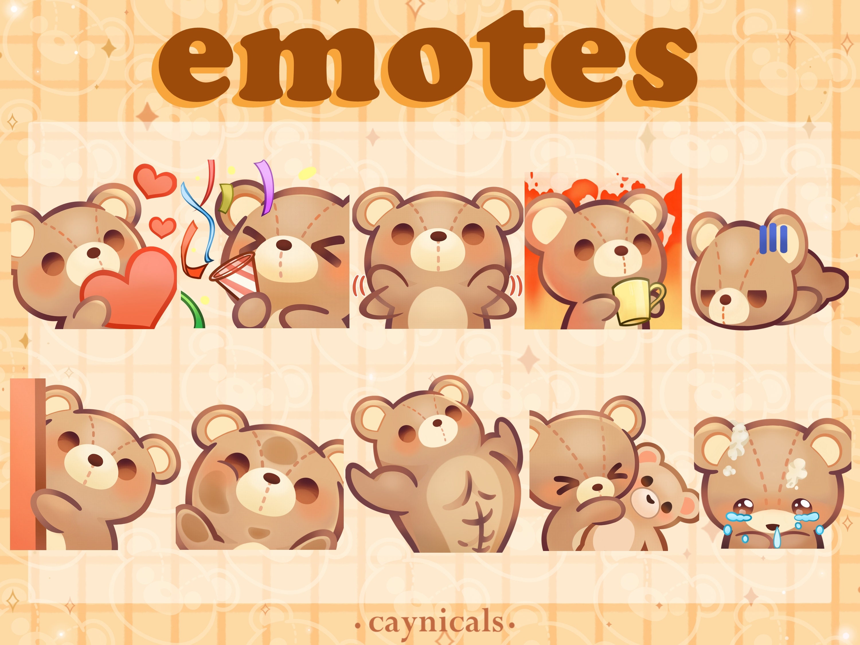 TEDDY BEAR EMOTES (10) / Twitch / Discord / YouTube / Streaming / Lindo ...