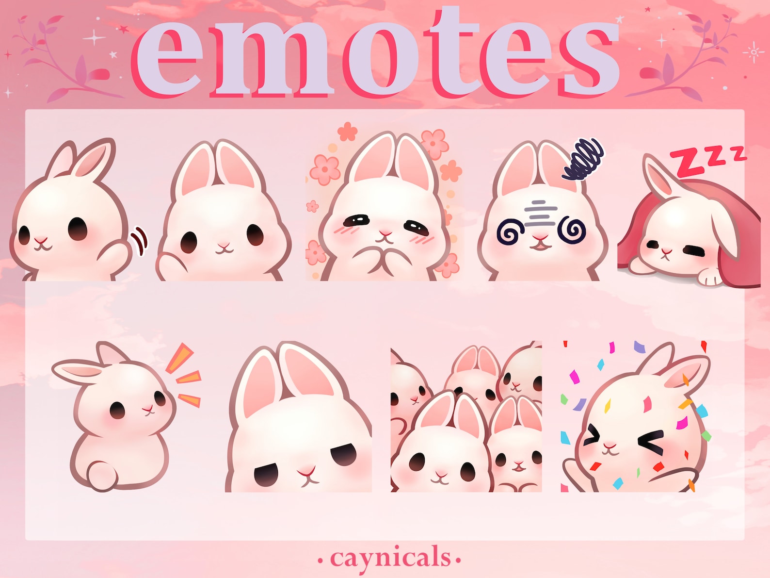 BUNNY EMOTES Set II (9) | Twitch | Discord | Youtube | Streaming | Cute ...