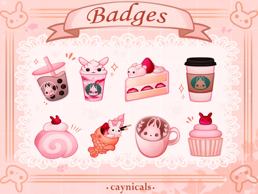 BUNNY CAFE BADGES (8) | Twitch | Discord | Streaming | Sub Bits Badge ...