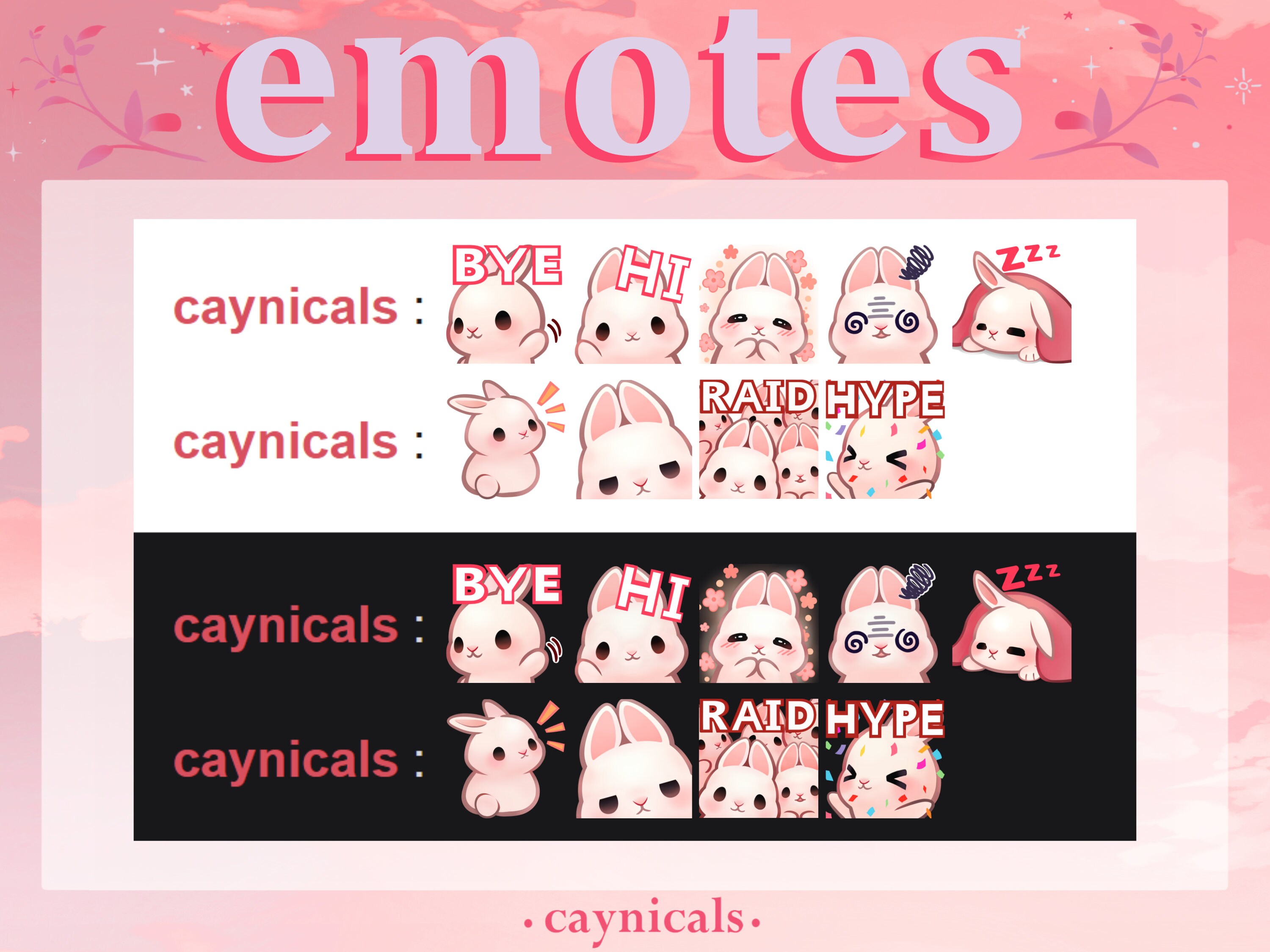 BUNNY EMOTES Set II 9 Twitch Discord Youtube - Etsy