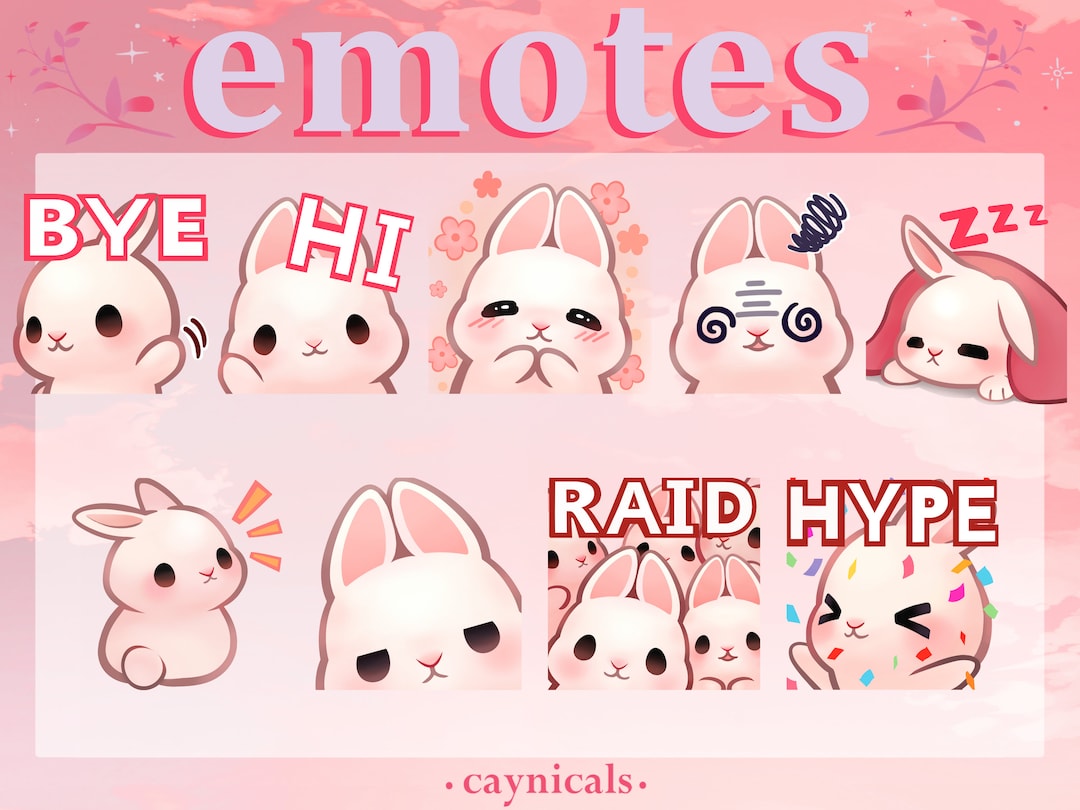 BUNNY EMOTES Set II (9) | Twitch | Discord | Youtube | Streaming | Cute ...