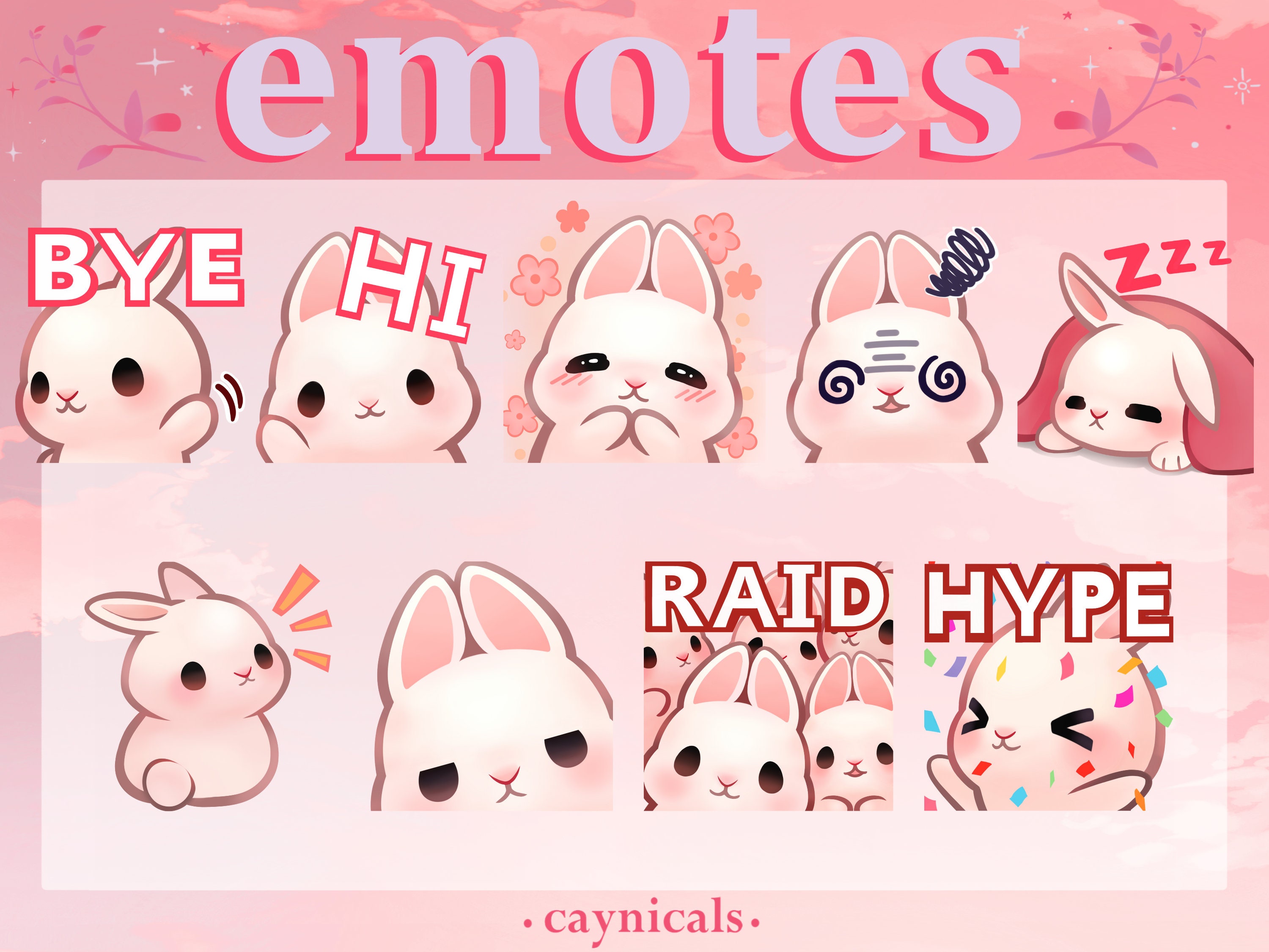 BUNNY EMOTES Set II (9) | Twitch | Discord | Youtube | Streaming | Cute ...