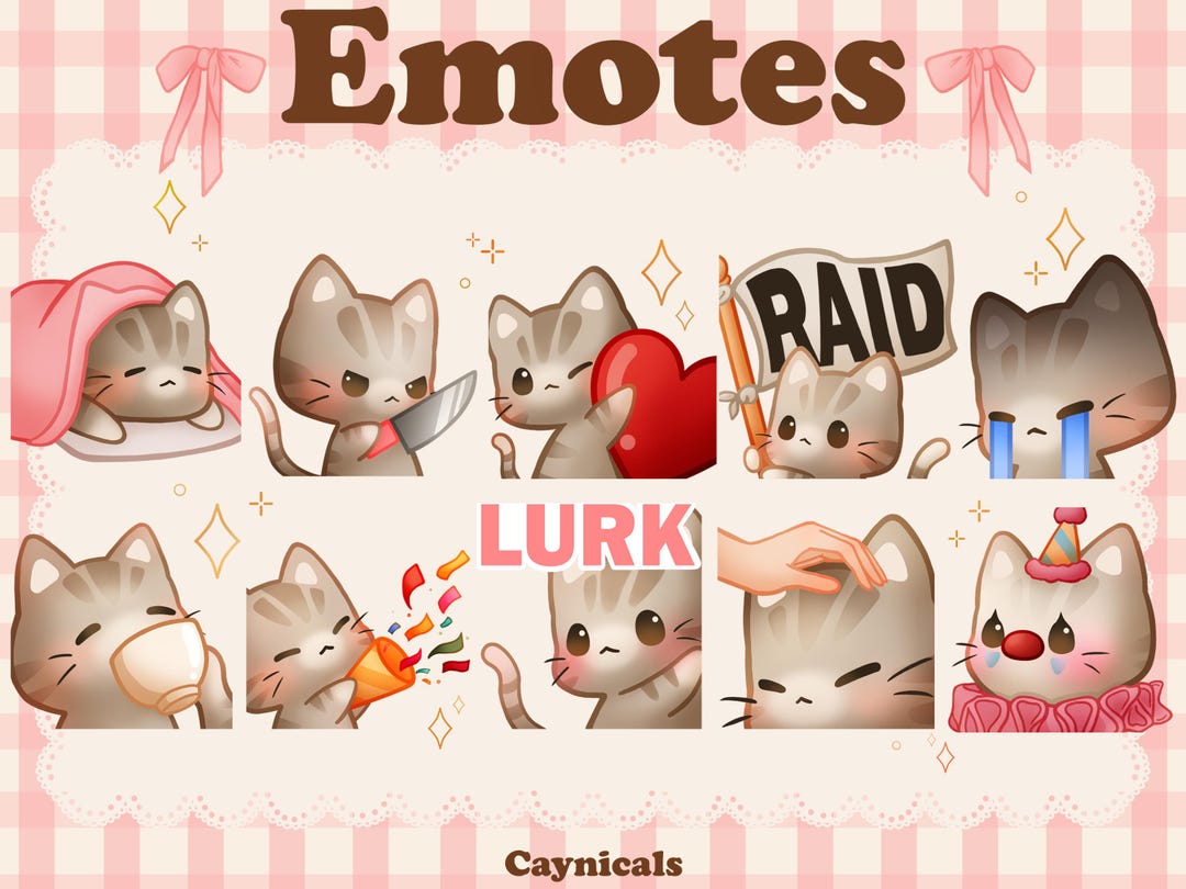 CAT EMOTES (10) | Twitch | Discord | Youtube | Streaming | Cute Kawaii ...