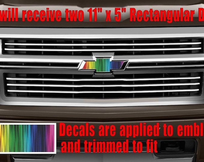 Rainbow Flag Emblem OVERLAY Decals Stickers for Chevy Bowtie Emblem 2 U ...