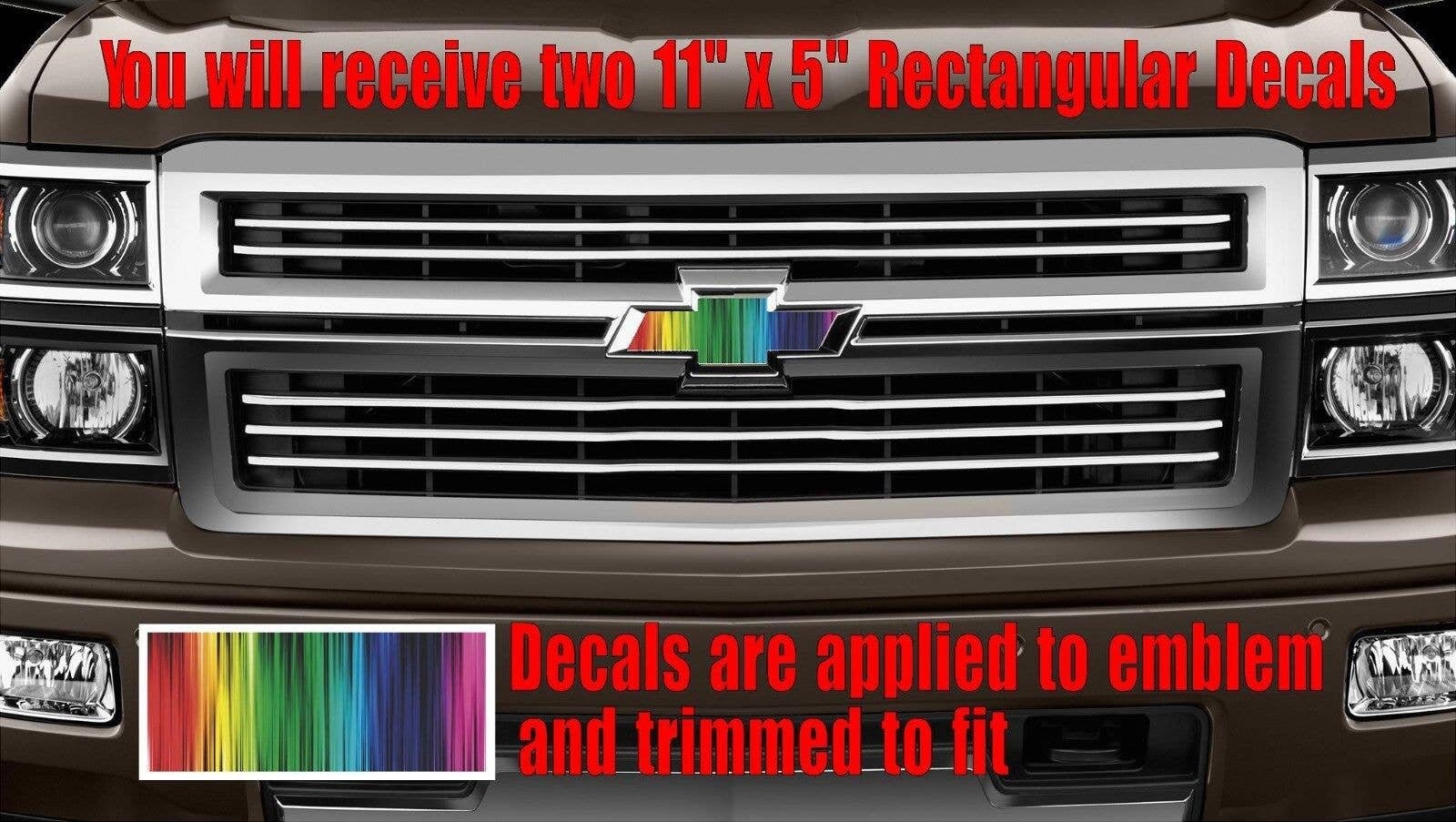 Rainbow Flag Emblem OVERLAY Decals Stickers for Chevy Bowtie Emblem- 2 ...