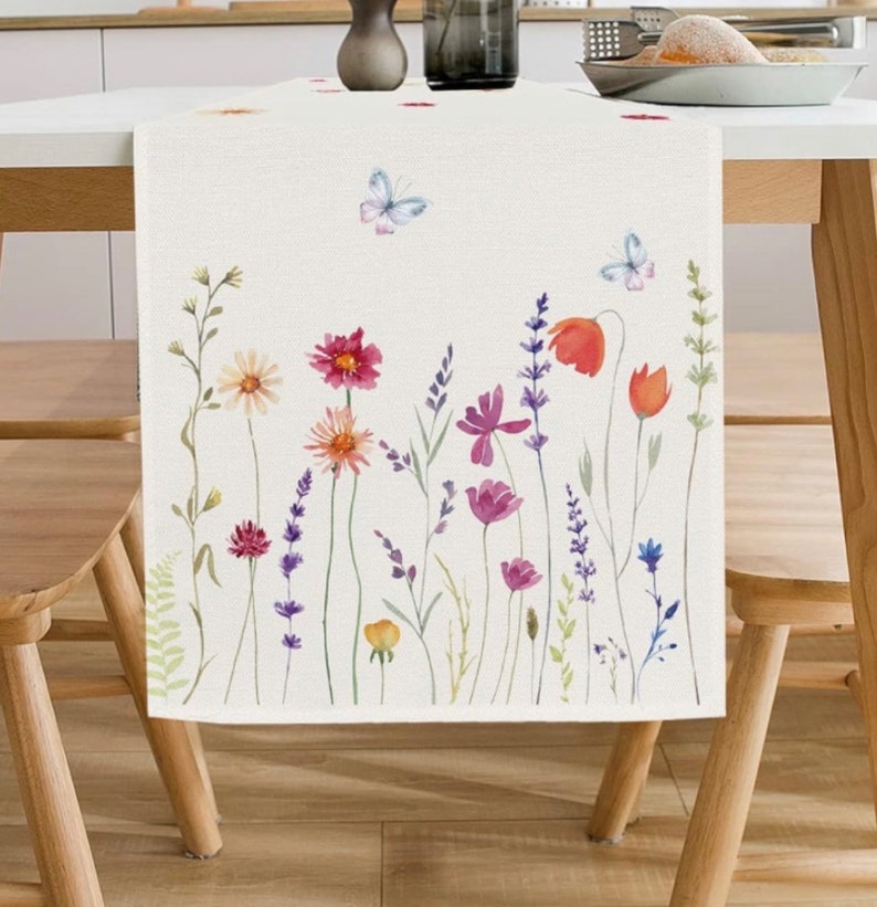 Summer Table Runner Spring Table Runner Floral Summer Decor Handmade Table Runner Table Runner ...