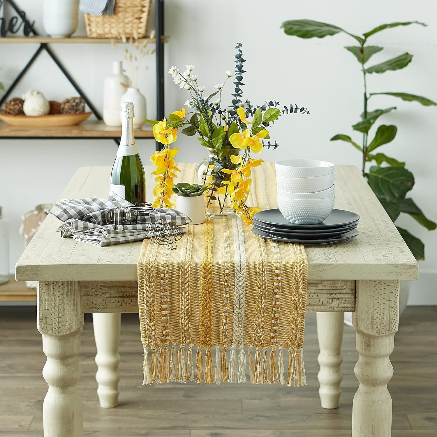 Yellow Table Runner Summer Table Runner Farmhouse Table Runner Lemon ...