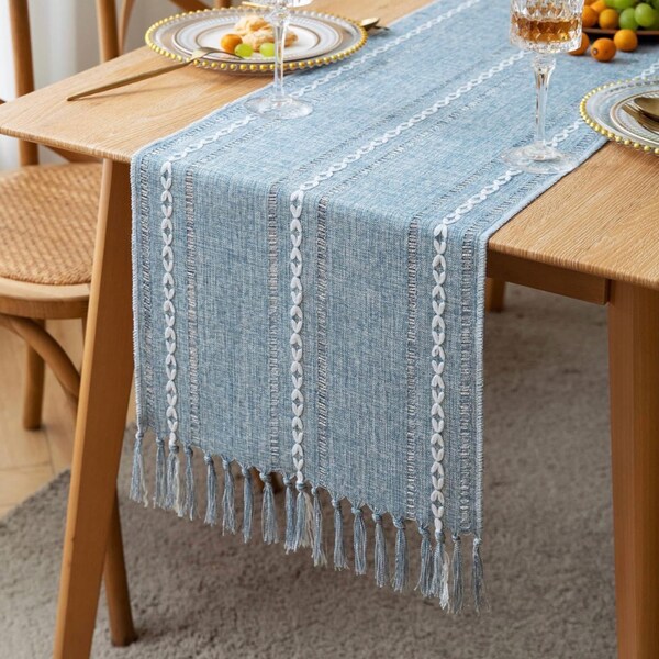 Blue Table Runner - Etsy