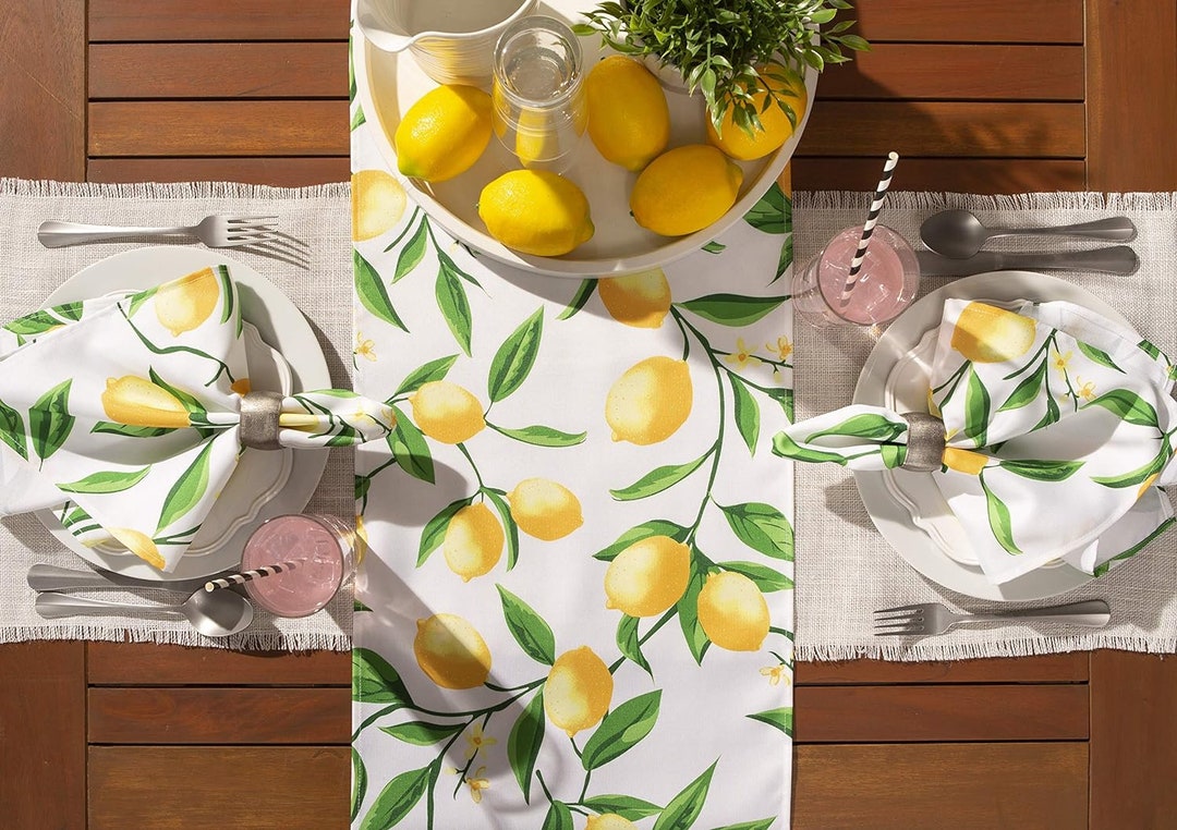 Lemon Table Runner Lemon Kitchen Decor Lemon Decor Summer Table Runner ...