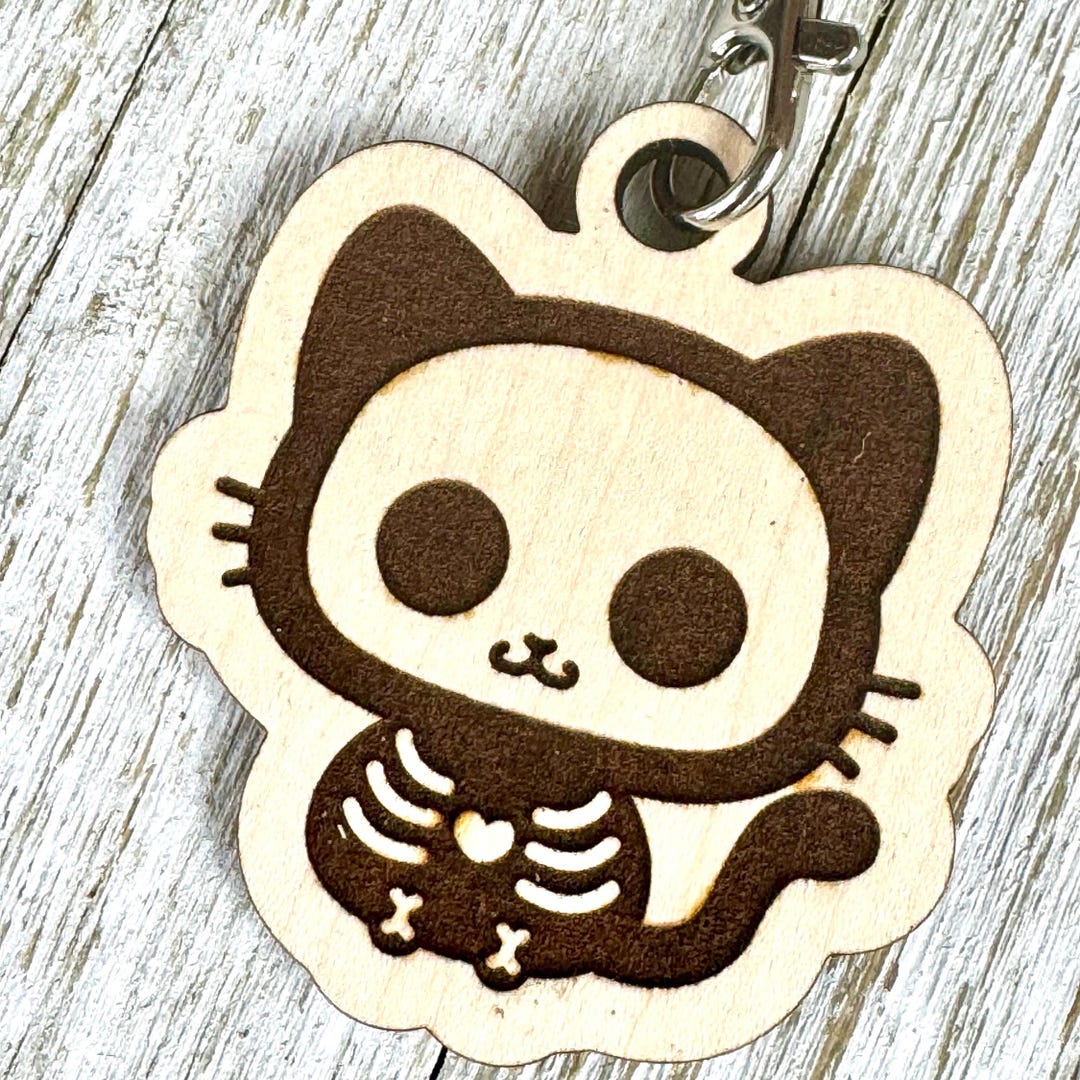 Fun Cat Skeleton Wood Keychains, Xray Animals, Bag Tags, Car Charms ...