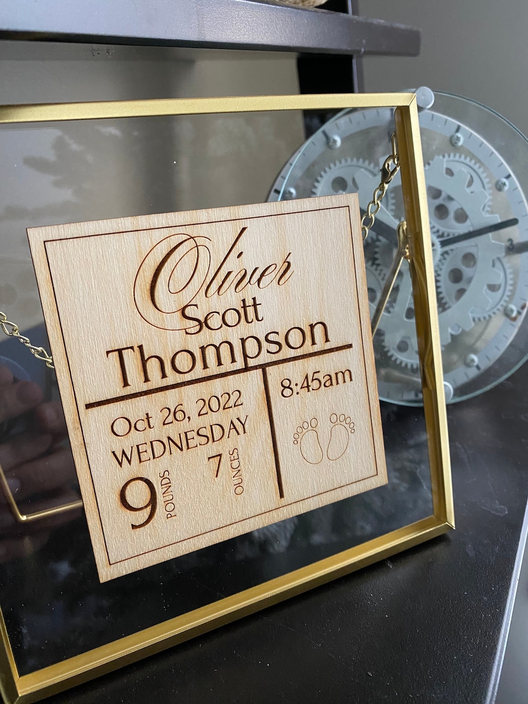 Personalized Baby Birth Frame New Baby Gift Engraved - Etsy