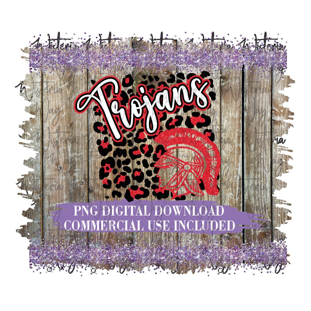 Trojans Red Cheetah Print PNG DTG DTG Sublime - Etsy