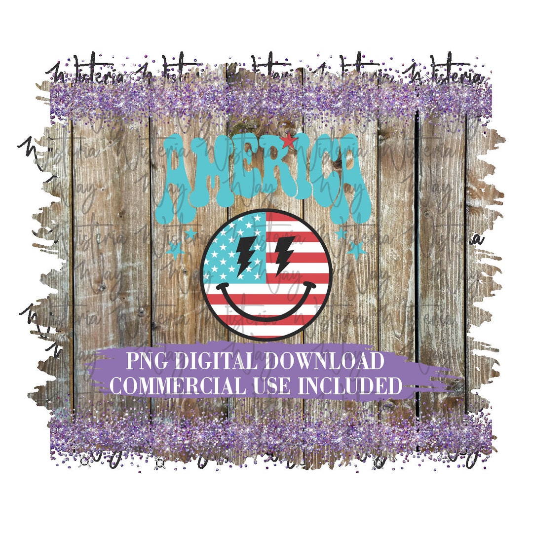 America Smiley Face Png, Dtg, Dtf, Sublimation, Patriot, Fourth of July ...