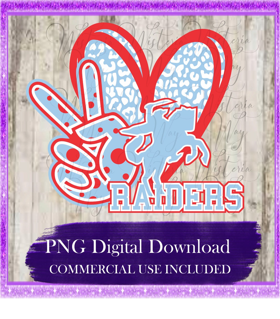 Peace Love Raiders PNG, Blue & Red, Sports, Sublimation, Dtg Printing ...