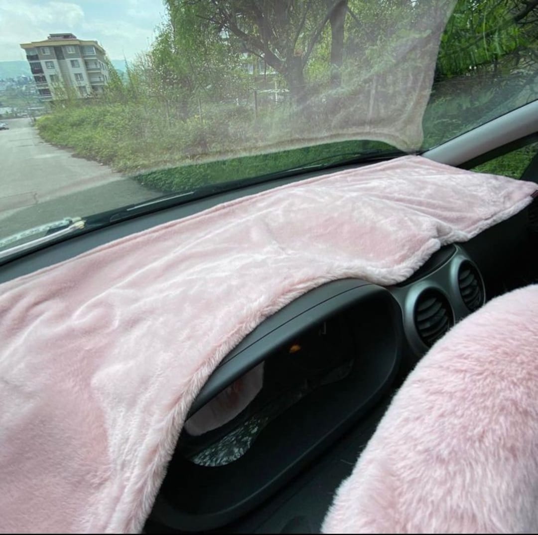 Pink Soft Furry Plush Car Dashboard Dash Protector Dash Mat Sun Cover ...