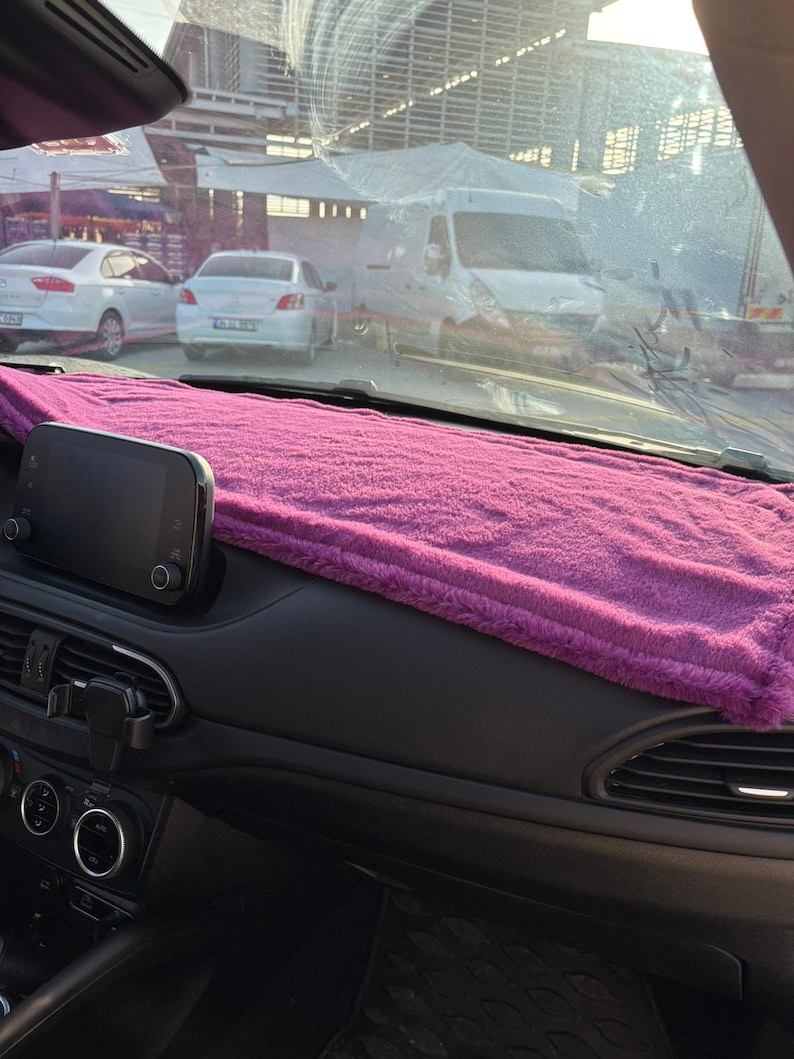 Pink Soft Furry Plush Car Dashboard Dash Protector Dash Mat Sun Cover ...