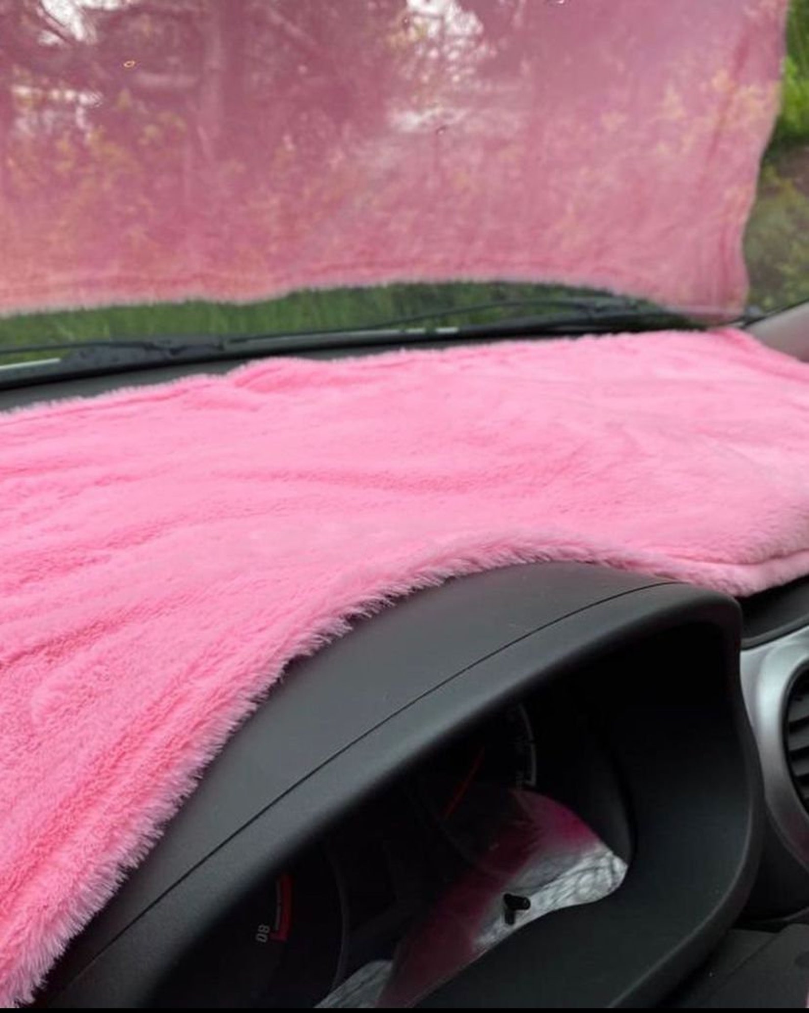Pink Soft Furry Plush Car Dashboard Dash Protector Dash Mat Sun Cover ...
