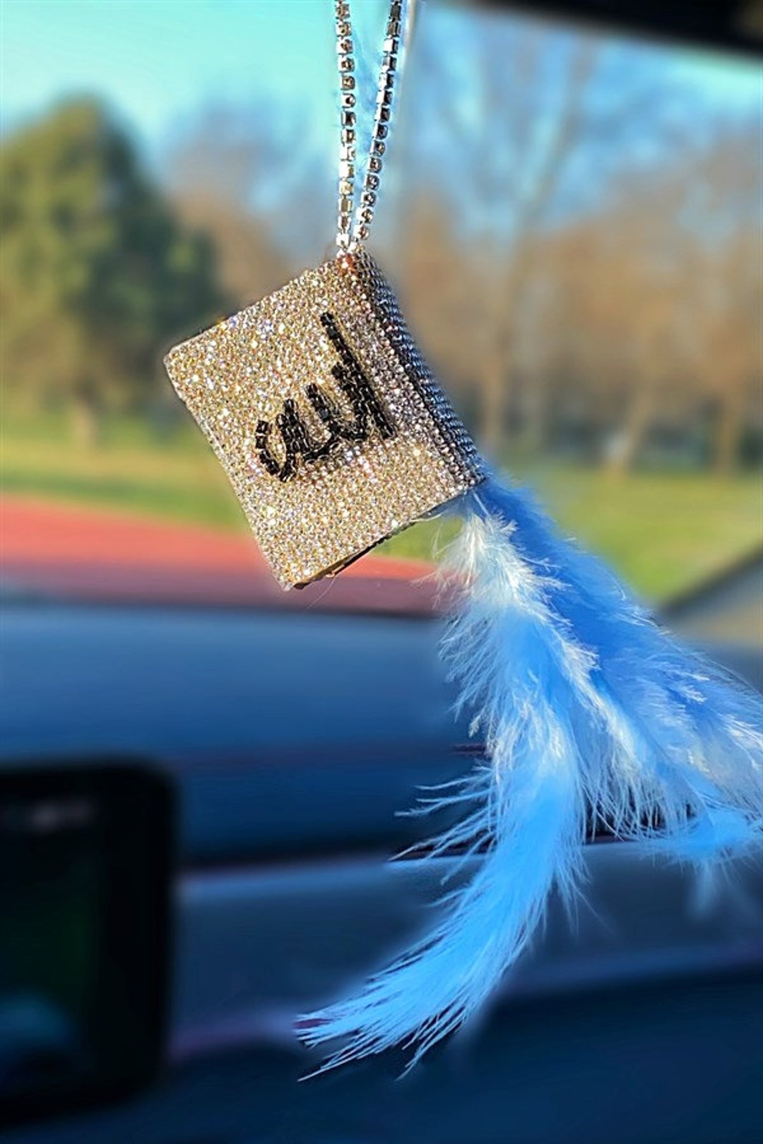 Blue the Quran, Ayatul Kursi, Allah, Car Rearview Mirror Decor ...