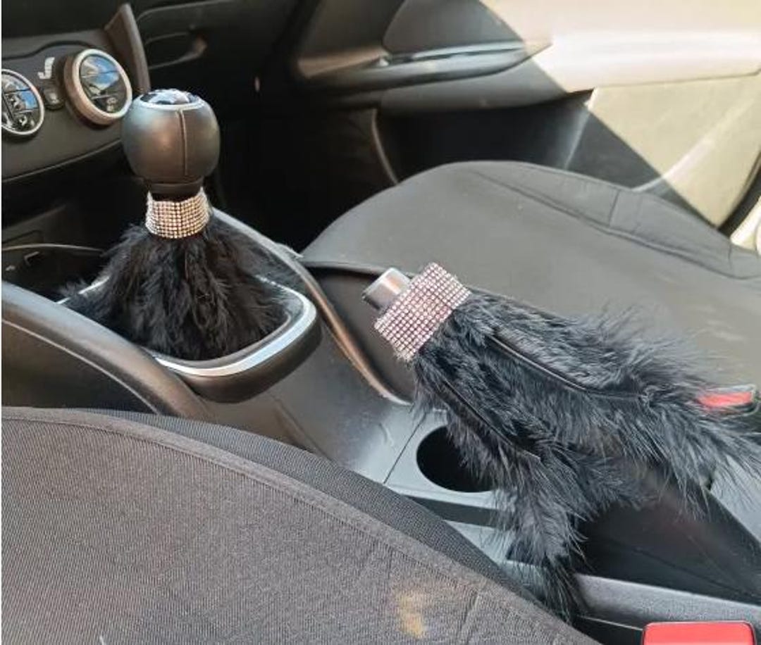 Sparkly Gear Shift and Handbrake Covers, Rhinestone Fluffy Car ...
