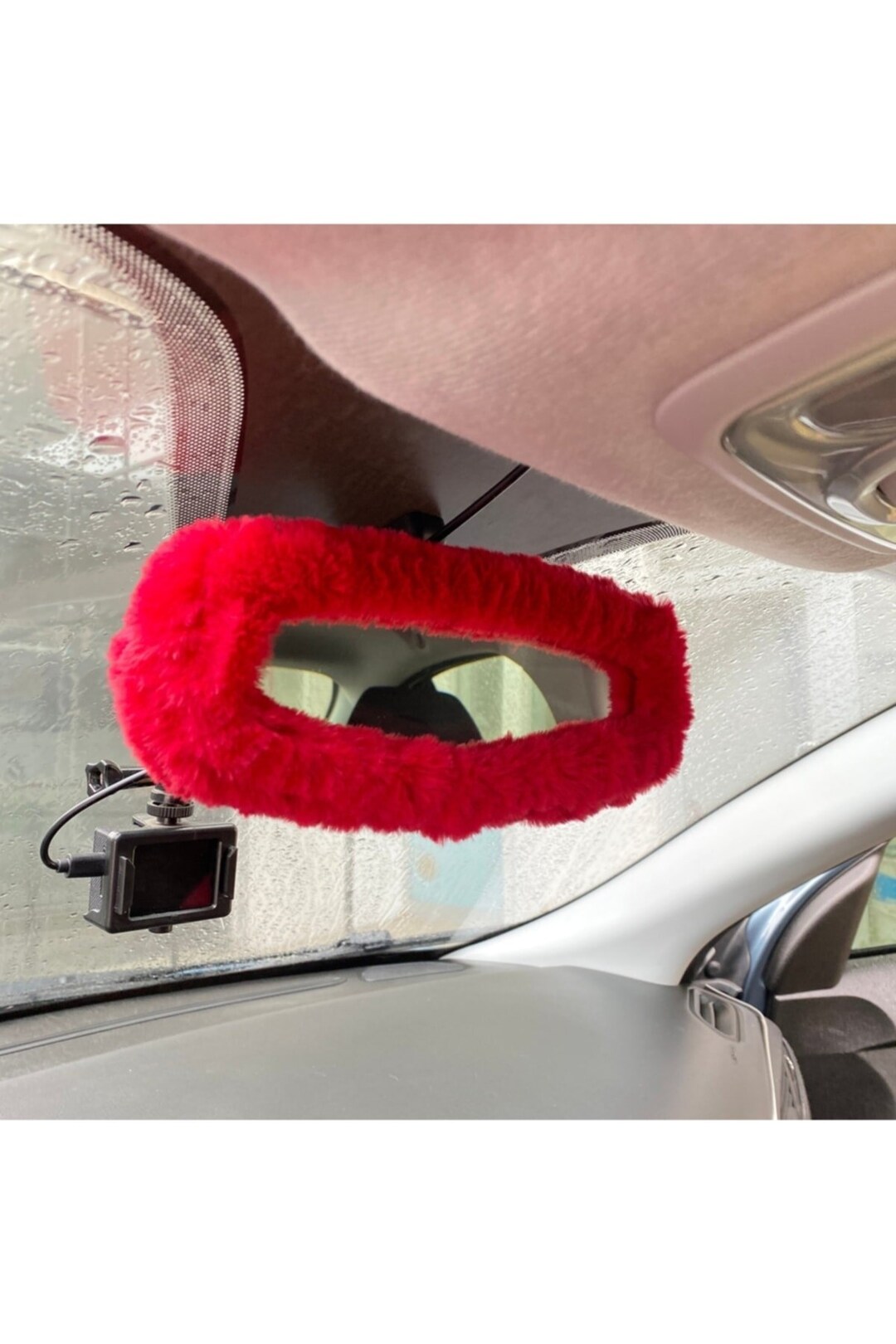 Rear View Mirror Cover, Fuzzy Car Accessories, Cute Car Decor for Women ...