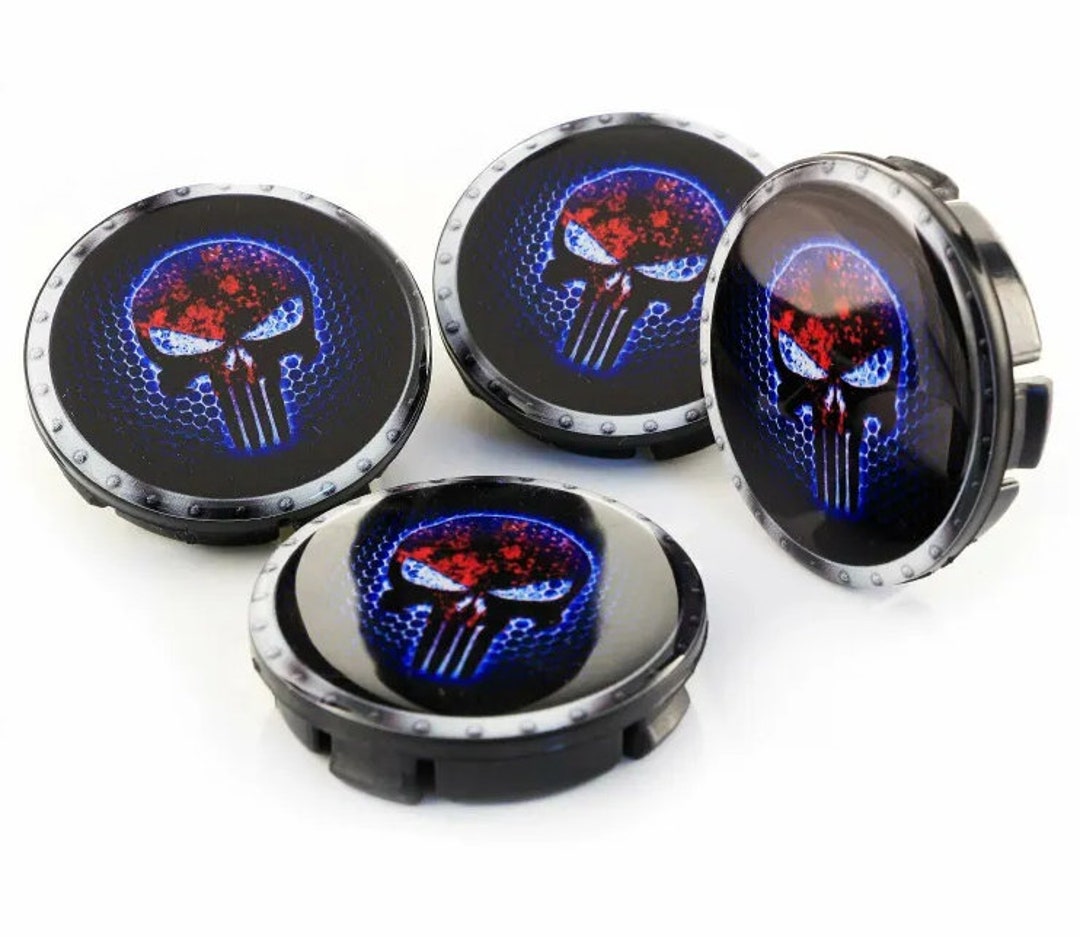4x Punisher Neon Purple 55mm Wheel Rim Center Hub Caps Wheel Hub Cover ...