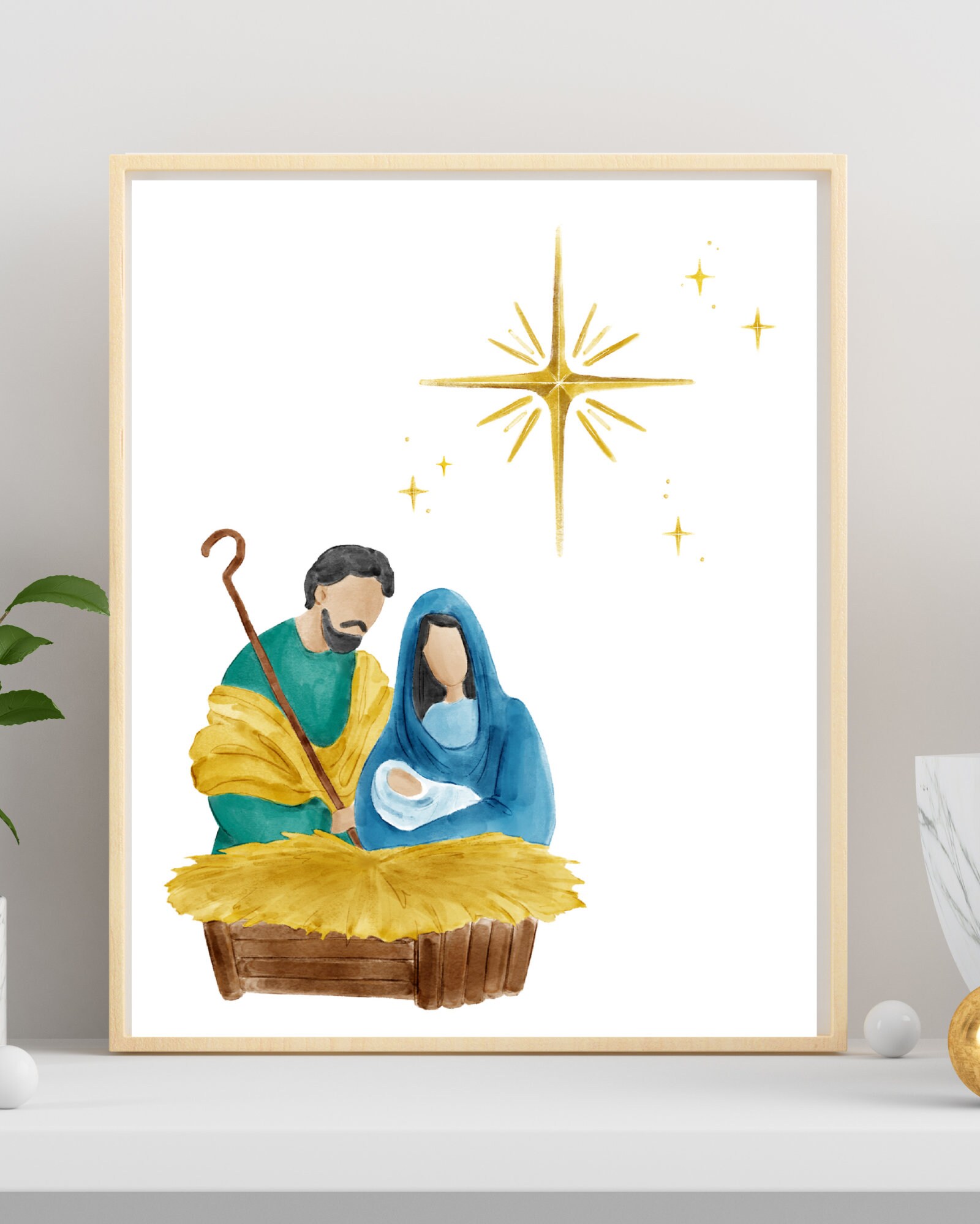 Nativity Wall Art L Set of Printables L Nativity Scene Wall Art L ...