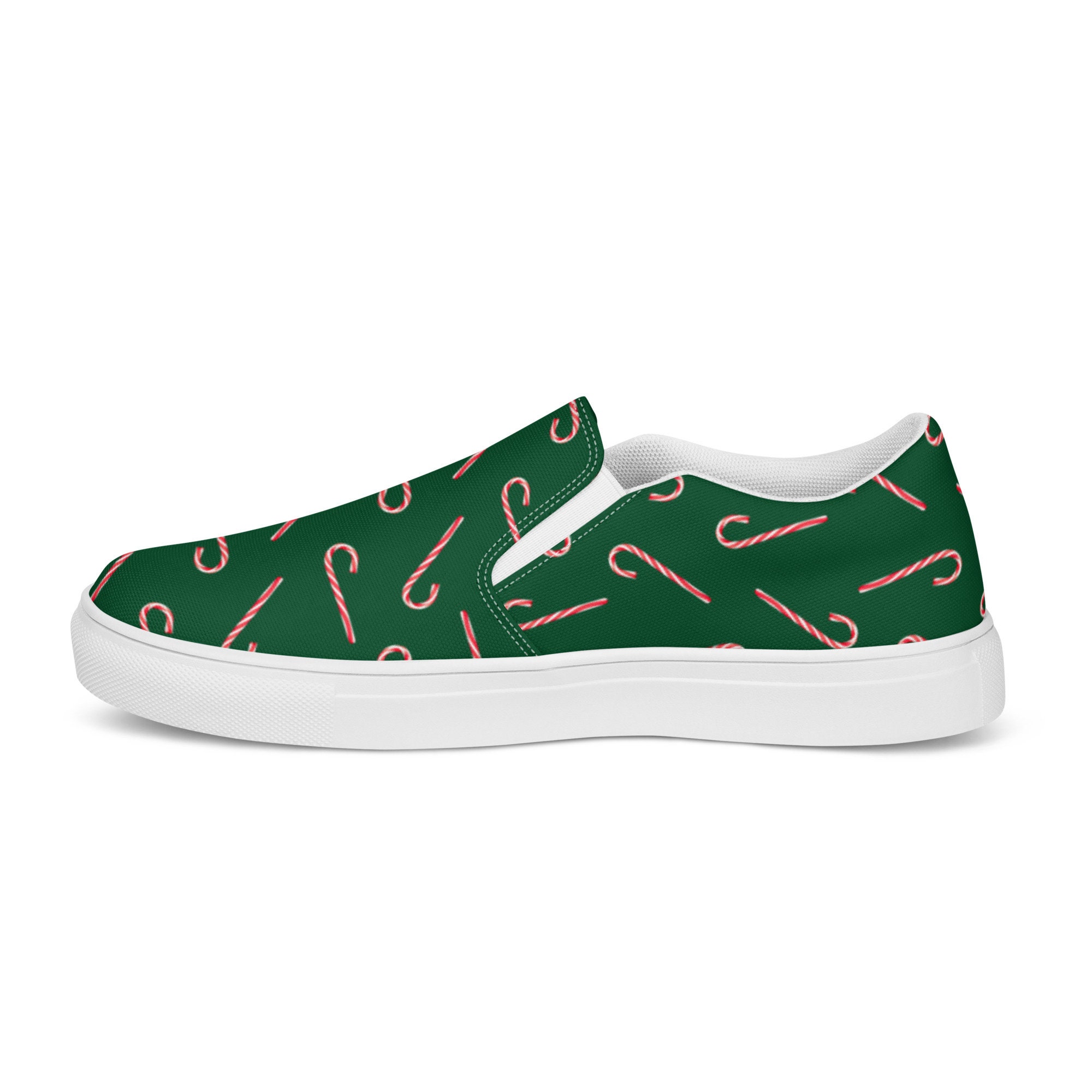 Mens Forest Green Candy Canes Slip-on Canvas Shoes - Etsy