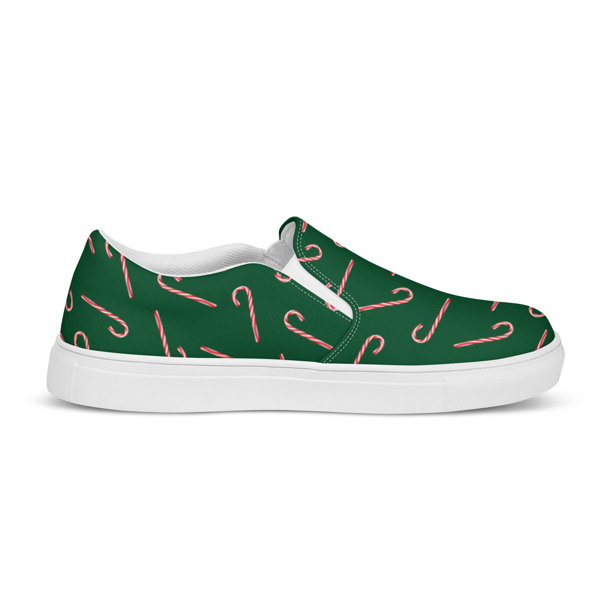 Mens Forest Green Candy Canes Slip-on Canvas Shoes - Etsy