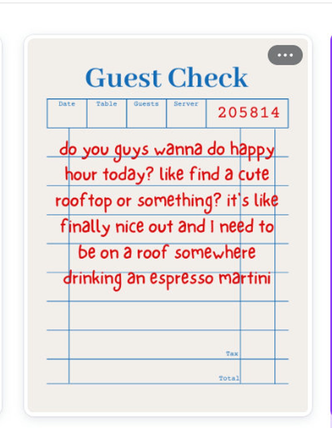 Rooftop Espresso Martini Guest Check - Cocktail Print, College Decor ...