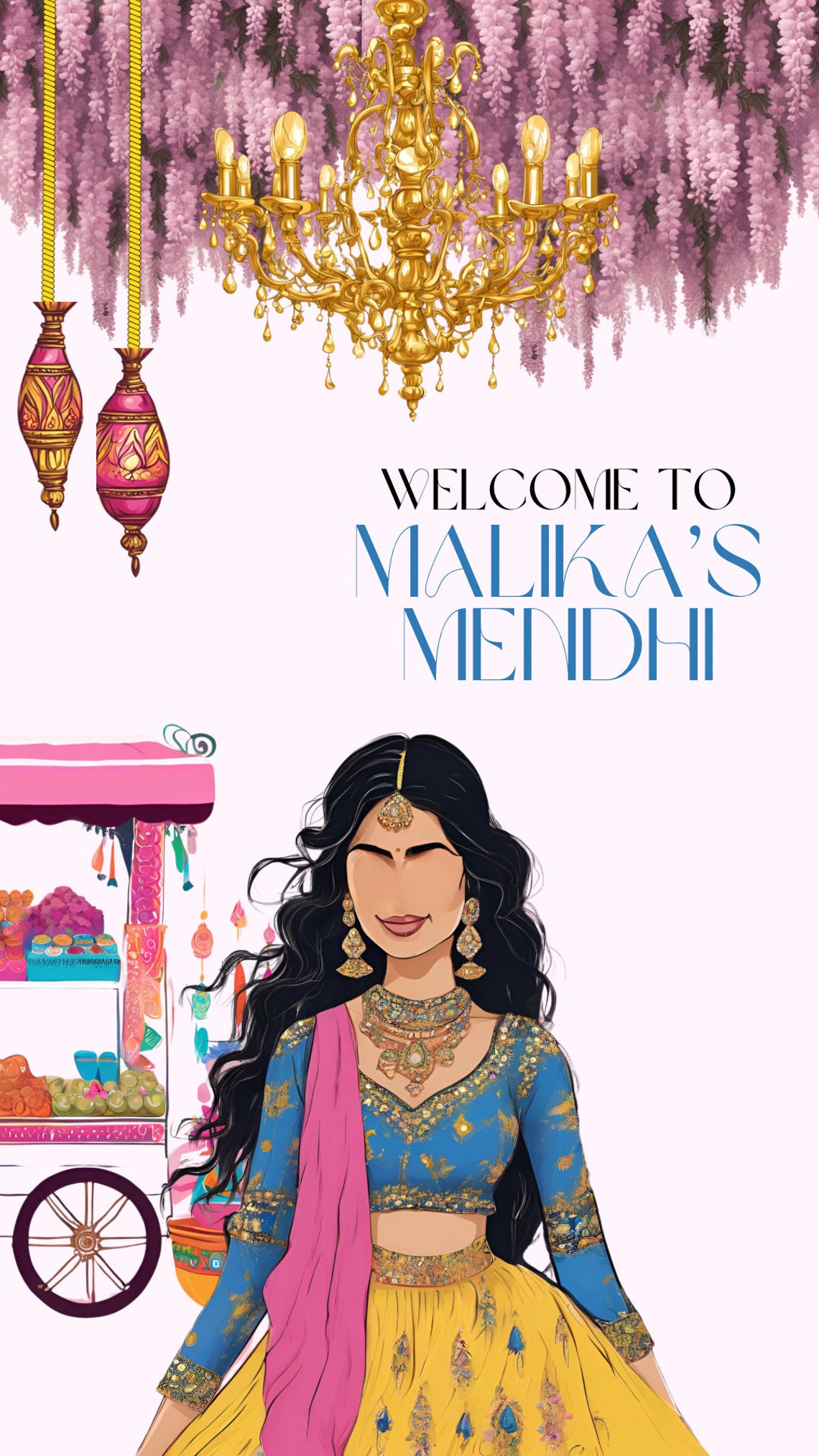 Mendhi Poster With Colourful Lengha - Etsy