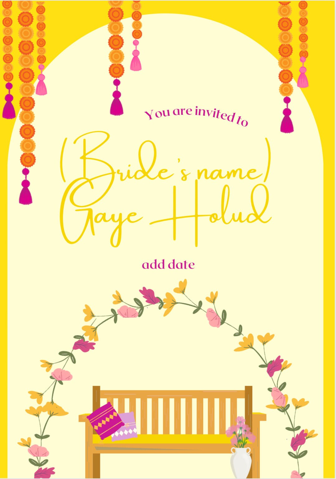 Customisable Poster for Gaye Holud Event. Digital Welcome Poster - Etsy