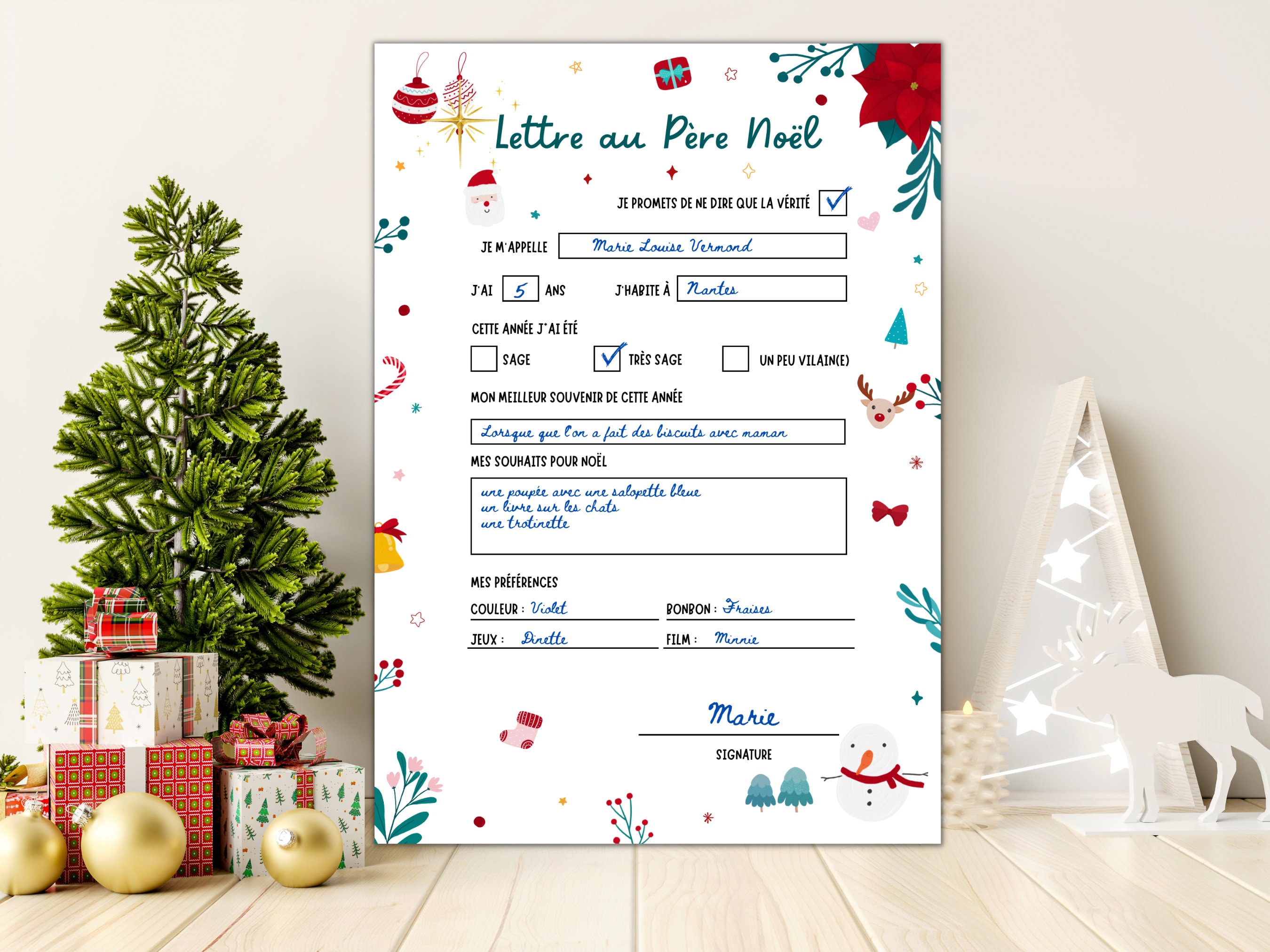 Letter to Santa Claus in French List of Gifts, List to Santa Claus ...