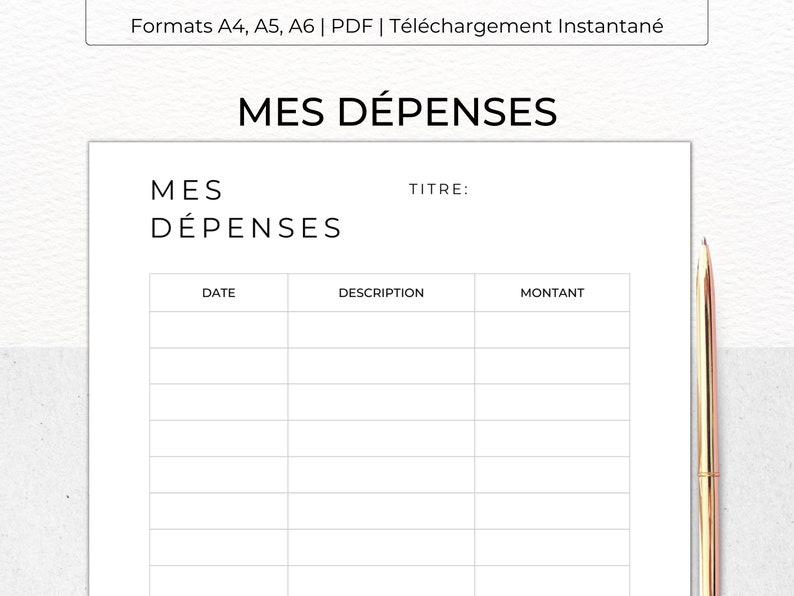 French EXPENSE TRACKER Sheet French Expense Tracker, to Print, French ...